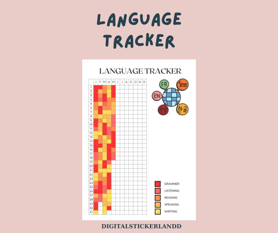 Language Tracker - Digital - Printable - 2 Options - English - Spanish ...