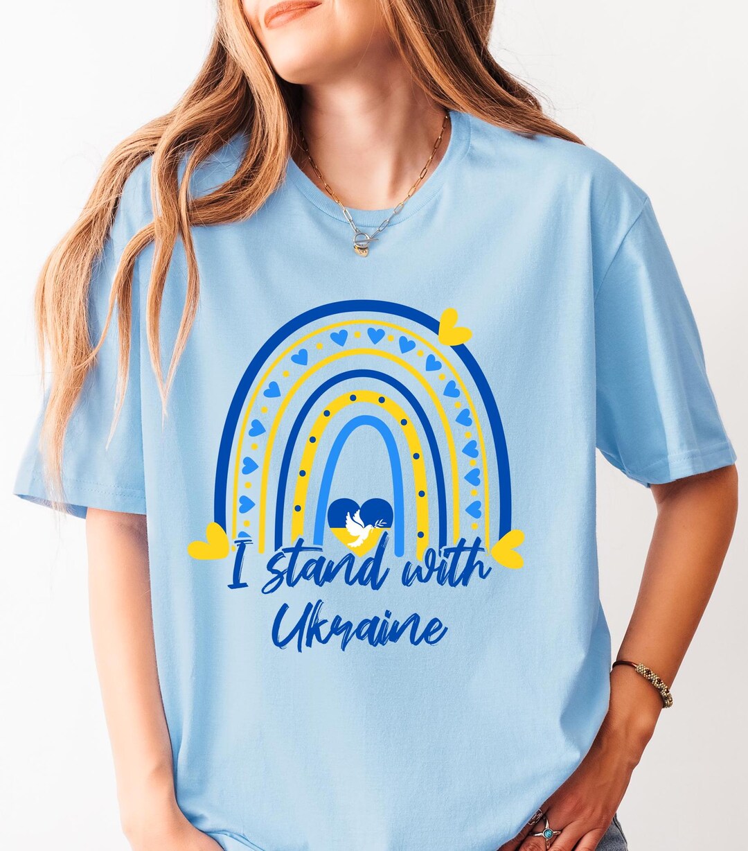 I Stand With Ukraine T-shirt for Women or Men, Vintage Rainbow Save ...