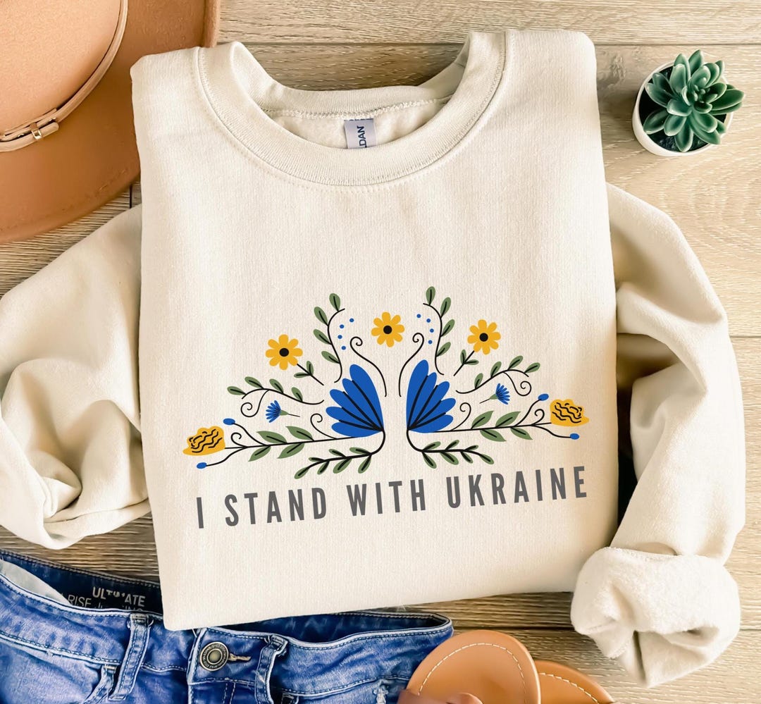 I Stand With Ukraine Sweatshirt, Floral Ukraine Sweatshirt, Support ...