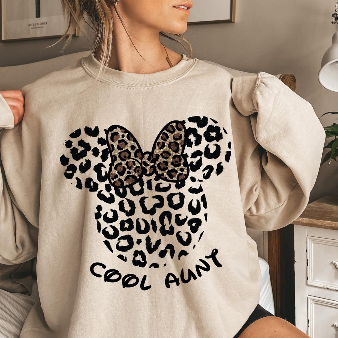 Leopard Minnie Mouse Aunt Sweatshirt, Disney Family Vacation - Etsy
