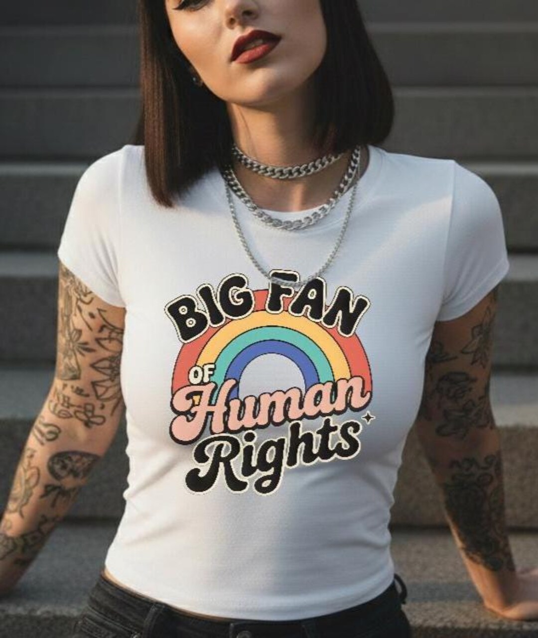 Human Rights Baby Tee, Y2K Retro Equality Top - Etsy