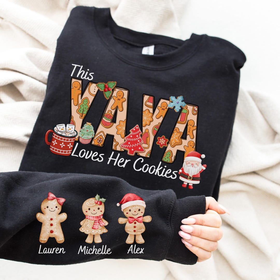 Personalized Yaya Christmas Sweatshirt, Gingerbread Family Shirt - Etsy