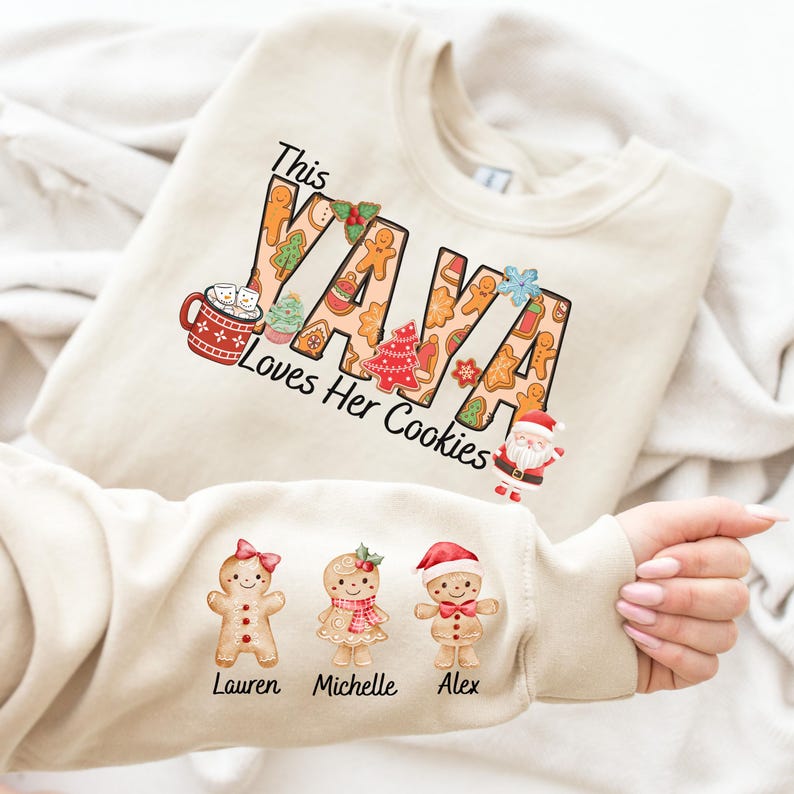Personalized Yaya Christmas Sweatshirt, Gingerbread Family Shirt - Etsy