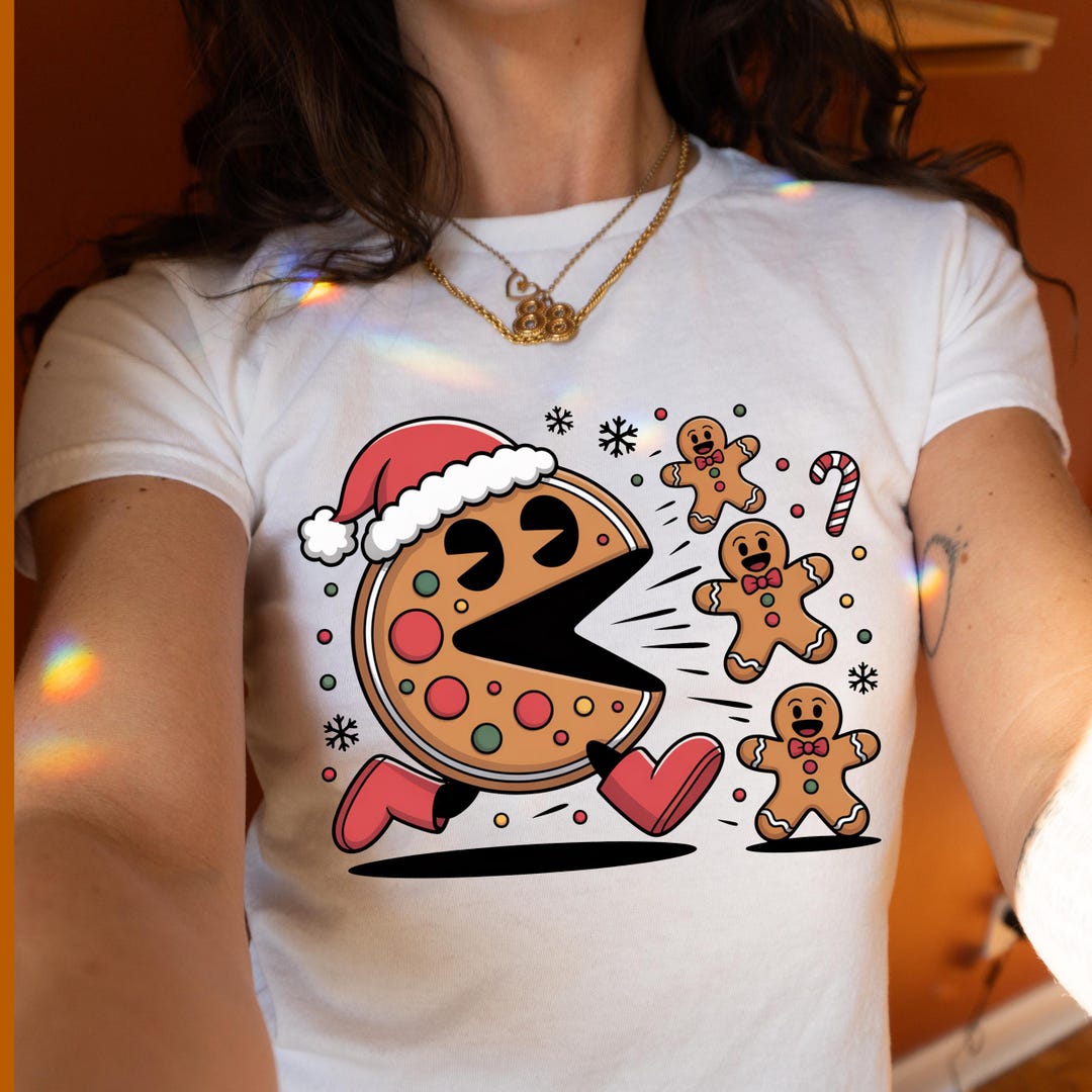 Funny Christmas Pacman Baby Tee, Gingerbread Santa Gamer Xmas Gift - Etsy
