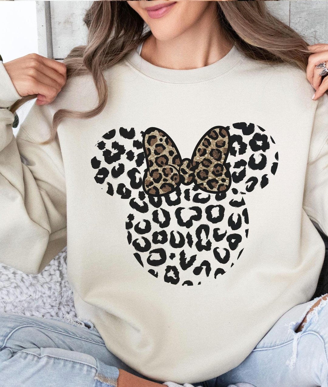 Leopard Minnie Mouse Shirt, Cute Disney Vacation Sweatshirt, Mickey ...
