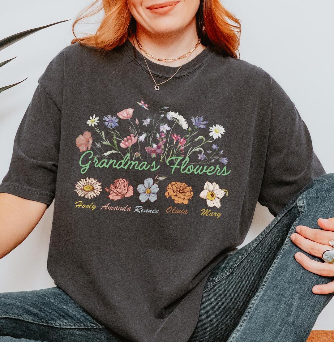 Custom Comfort Colors® Floral Grandma Shirt, Grandma's Garden Shirt ...