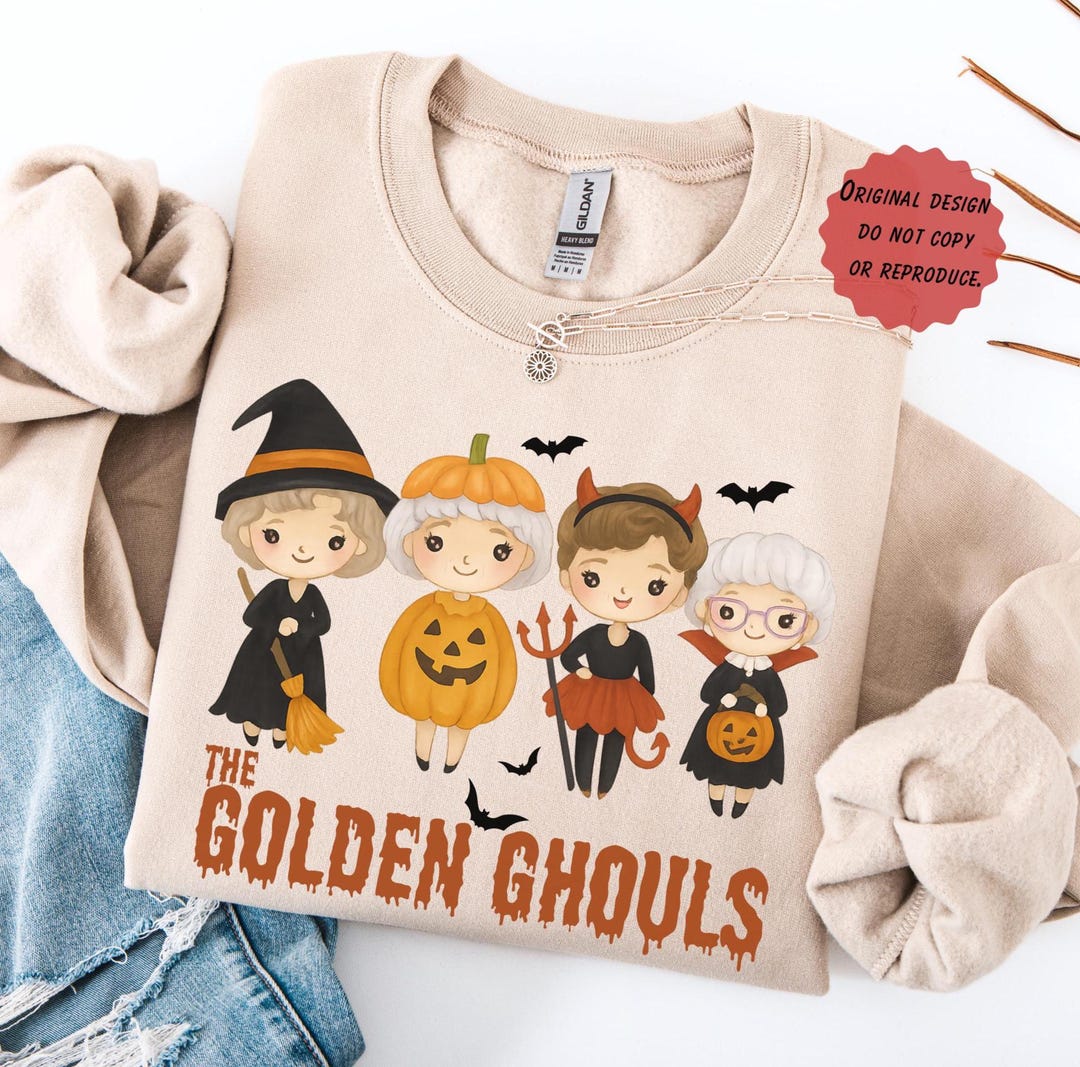 Golden Ghouls Halloween Sweatshirt, Funny Spooky Tee, Golden Girls ...