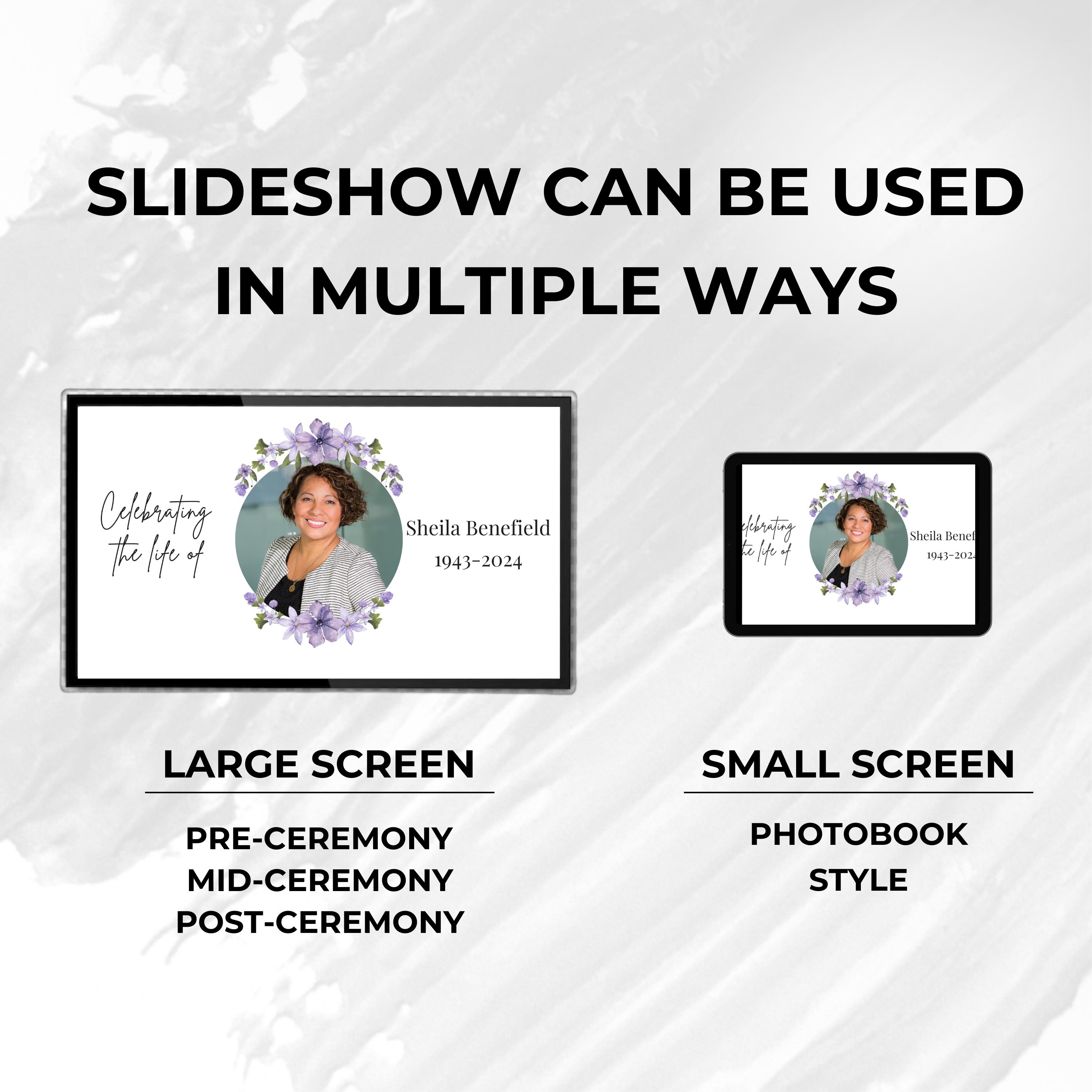 Purple Floral Funeral Powerpoint Template: Editable Obituary Slideshow ...