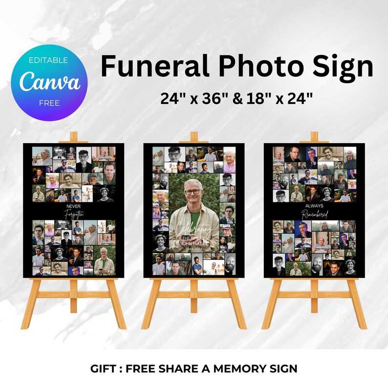 Funeral Photo Collage Set, Memorial Poster, Funeral Photo Display for ...