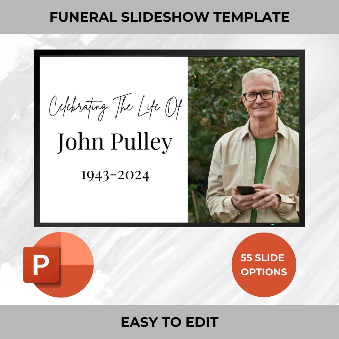 White Funeral Powerpoint Slideshow With Black Writing, Editable ...