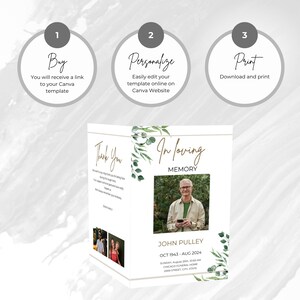 Garden Flower Floral Memorial Program Template, Editable Memorial ...