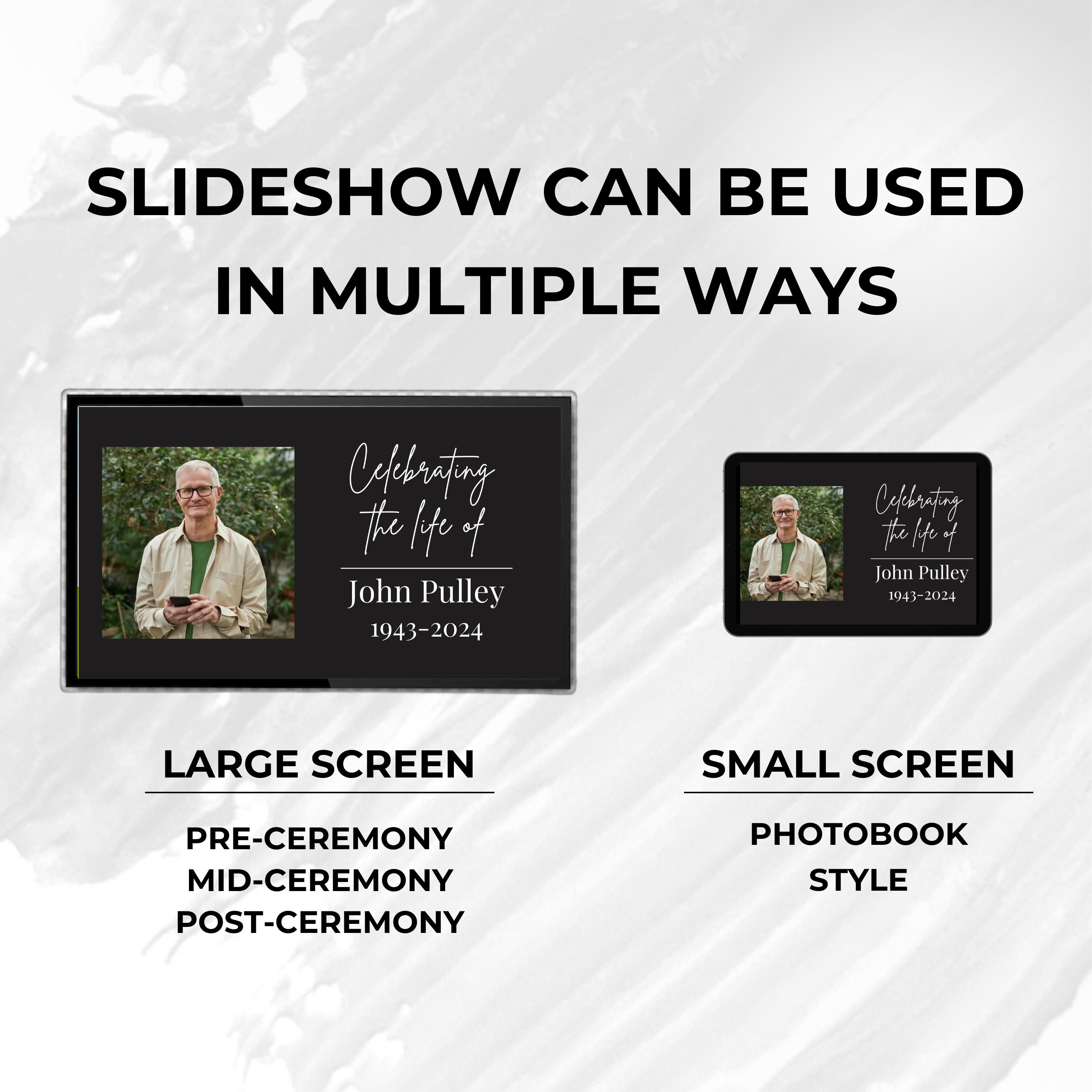 Black Funeral Powerpoint Template for Men: Editable Obituary Slideshow ...