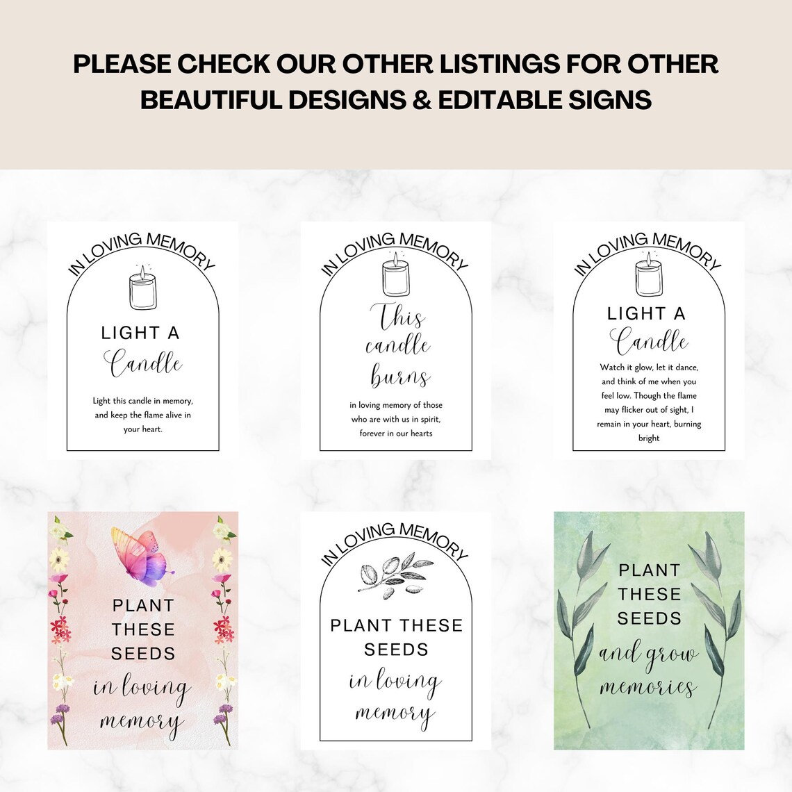 Funeral Memory Table Sign, Printable Memorial Favor, Celebration of ...