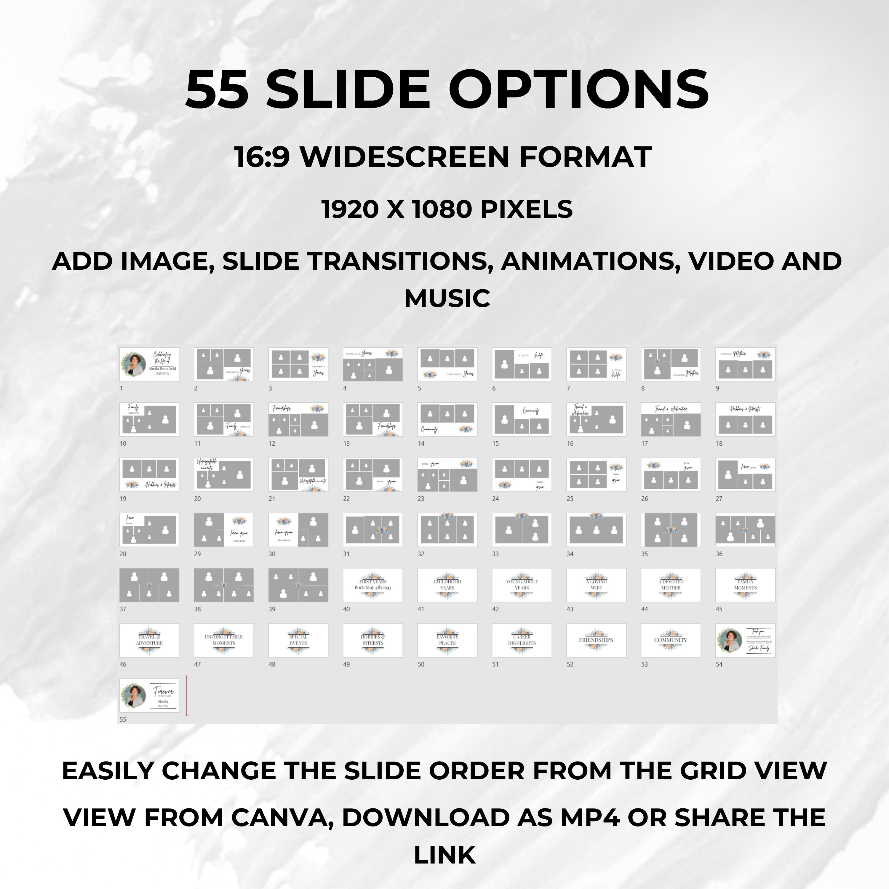 Floral Funeral Powerpoint Template for Women: Editable Obituary ...