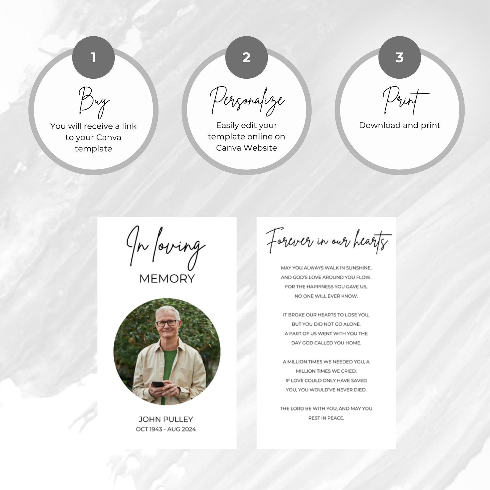 Editable Funeral Prayer Card Template, Memorial Prayer Card, Printable ...