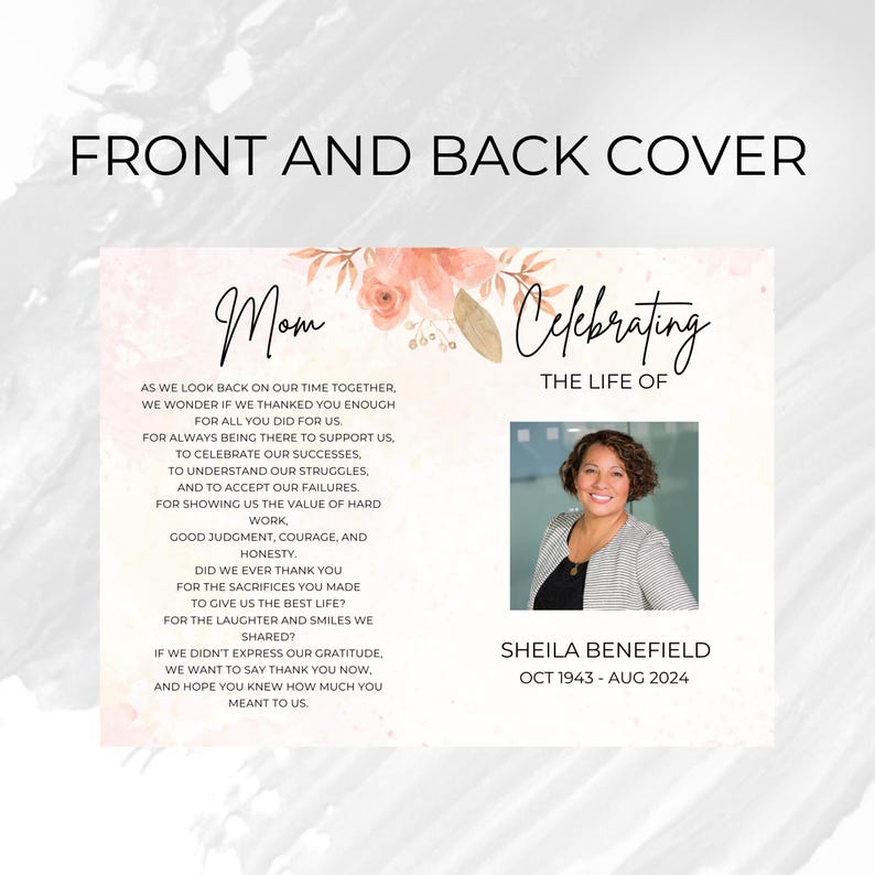 Editable Funeral Program Template With Greenery Order of Service for ...