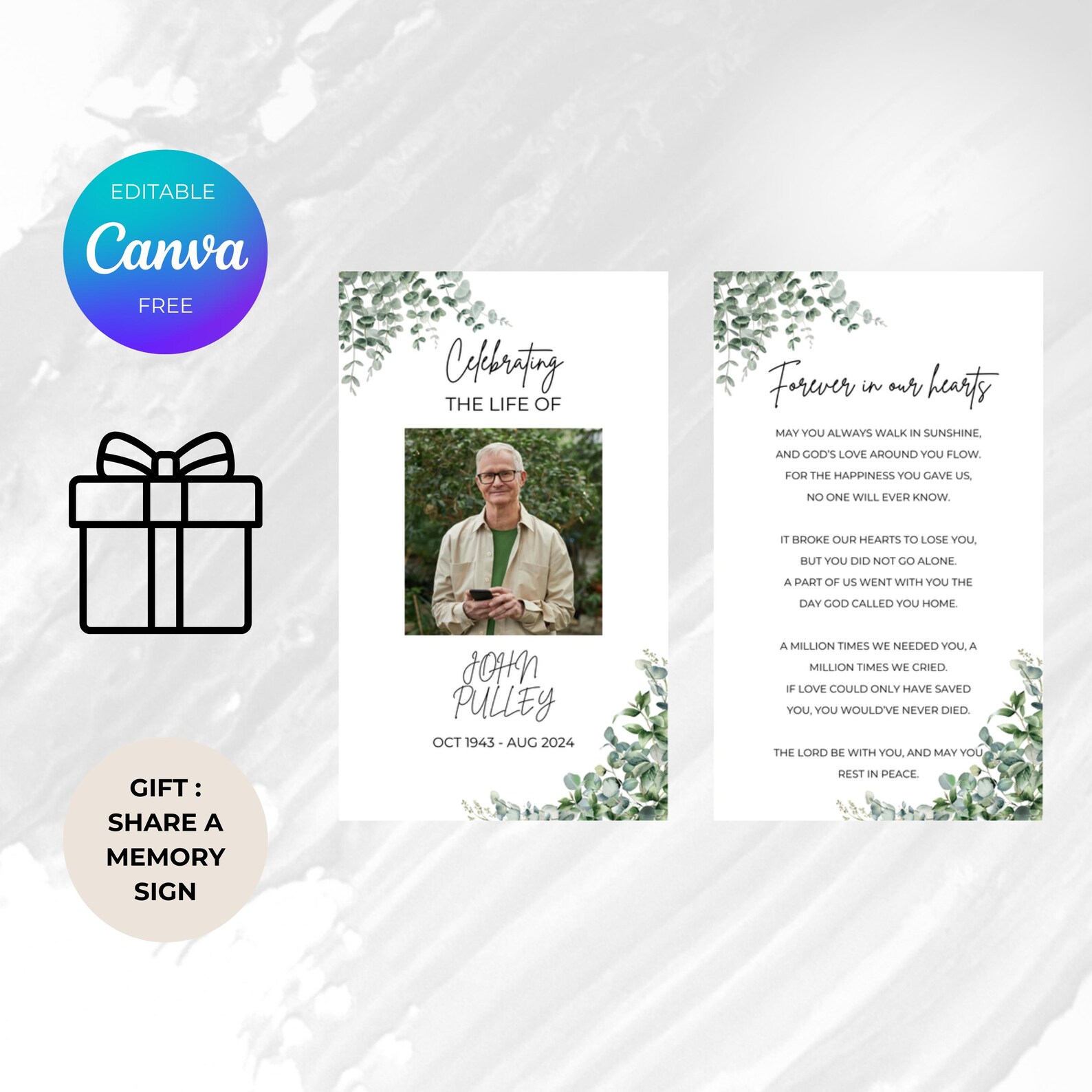 Printable Catholic Prayer Card, Editable Memorial Card Template, DIY ...