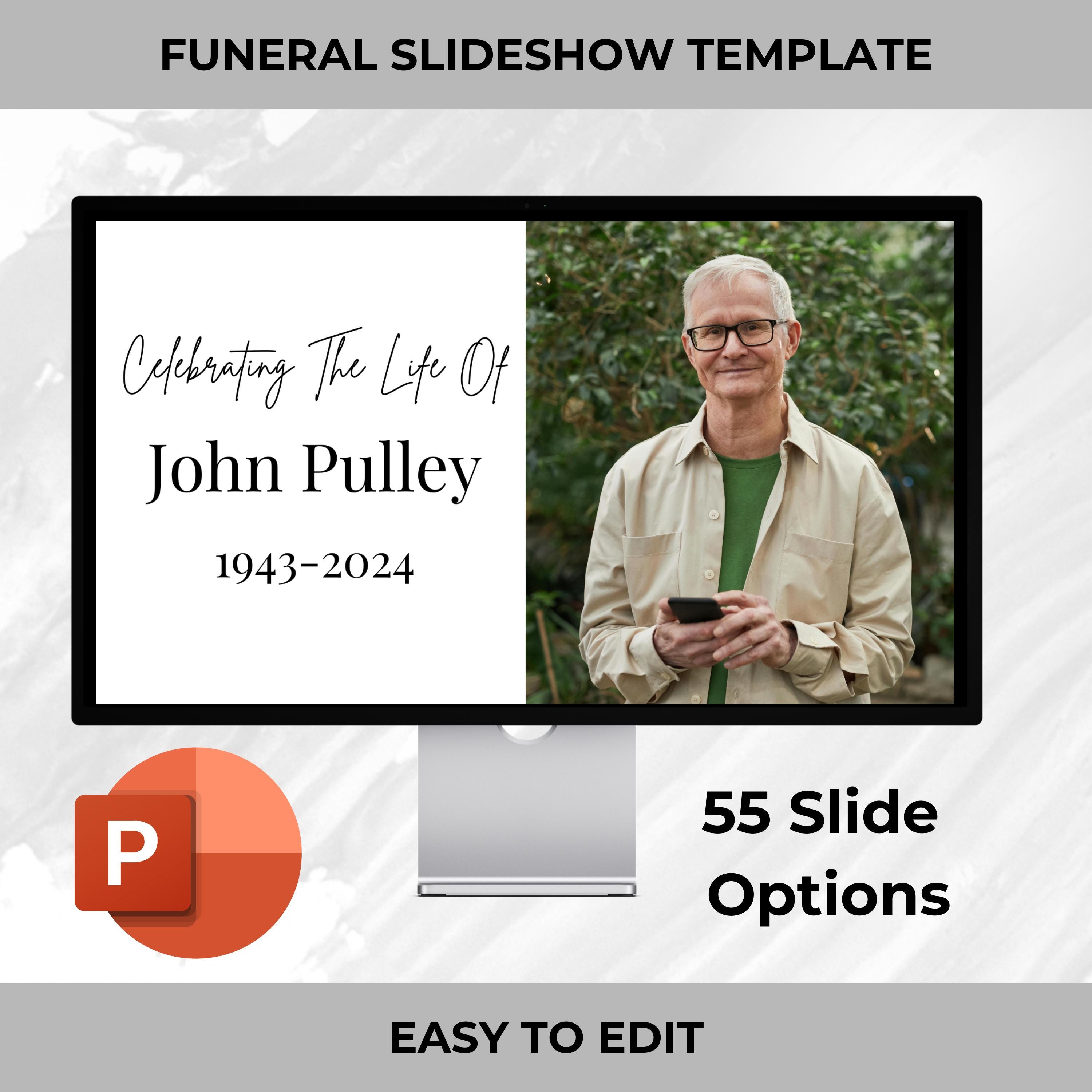 White Funeral Powerpoint Slideshow With Black Writing, Editable ...