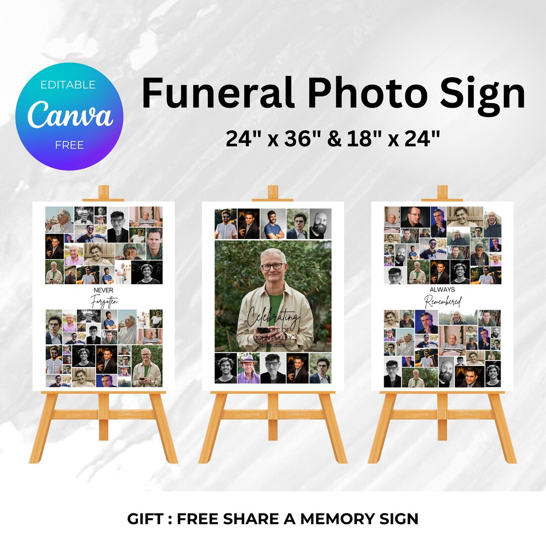 Funeral Photo Collage Set, Funeral Picture Board, Celebration of Life ...