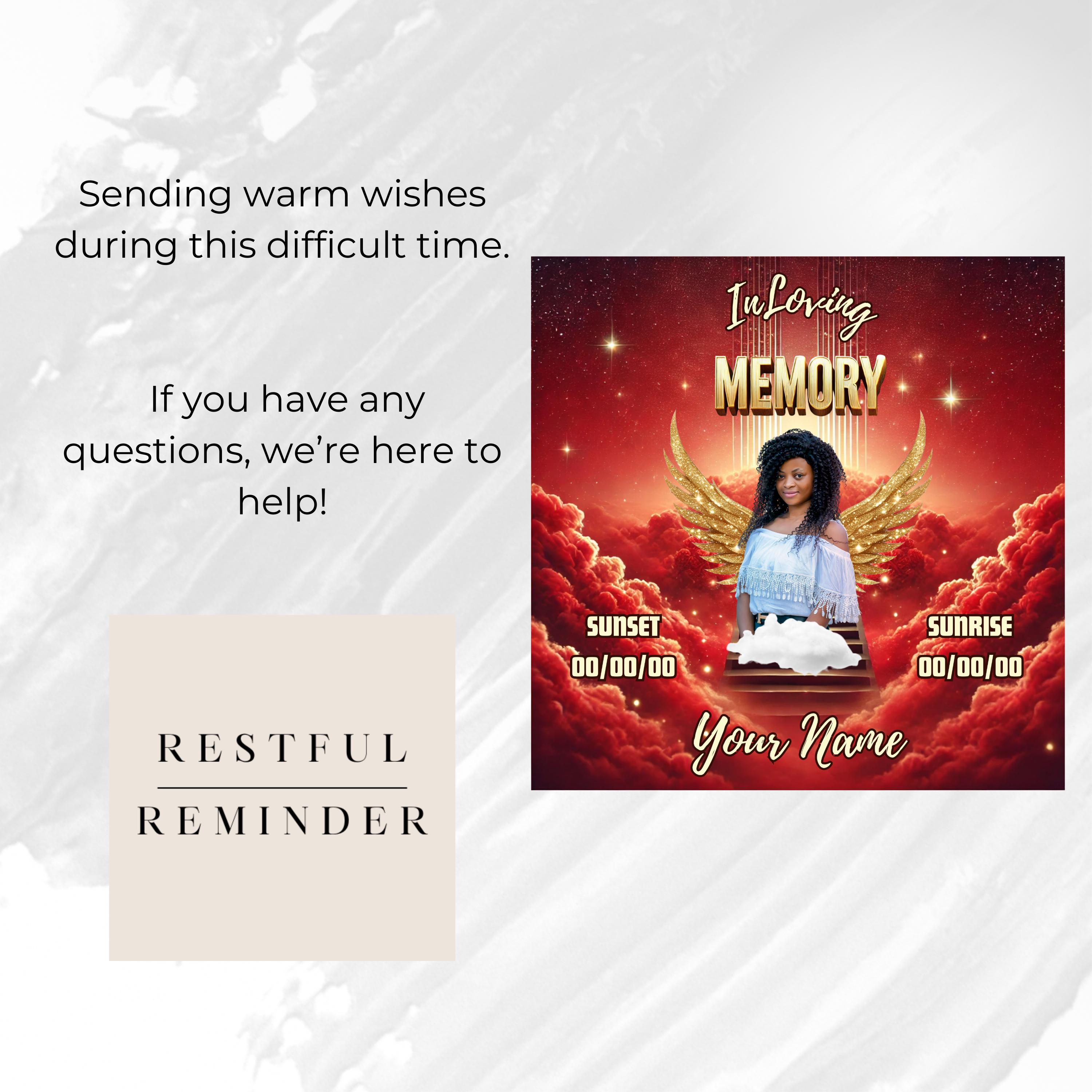 In Loving Memory PNG, Red & Gold Heaven’s Stairway Memorial Background ...