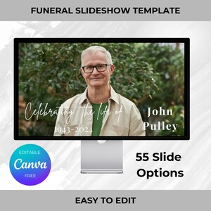 Editable Canva Funeral Slideshow Template, Memorial Obituary Tribute ...
