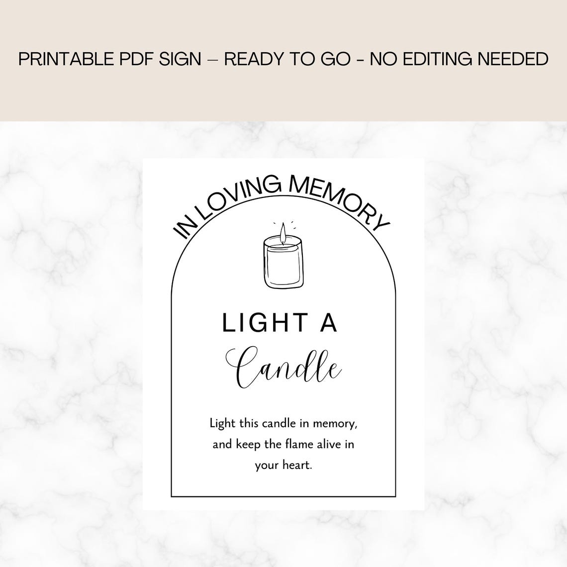 Printable Memorial Table Sign, in Loving Memory, Celebration of Life ...