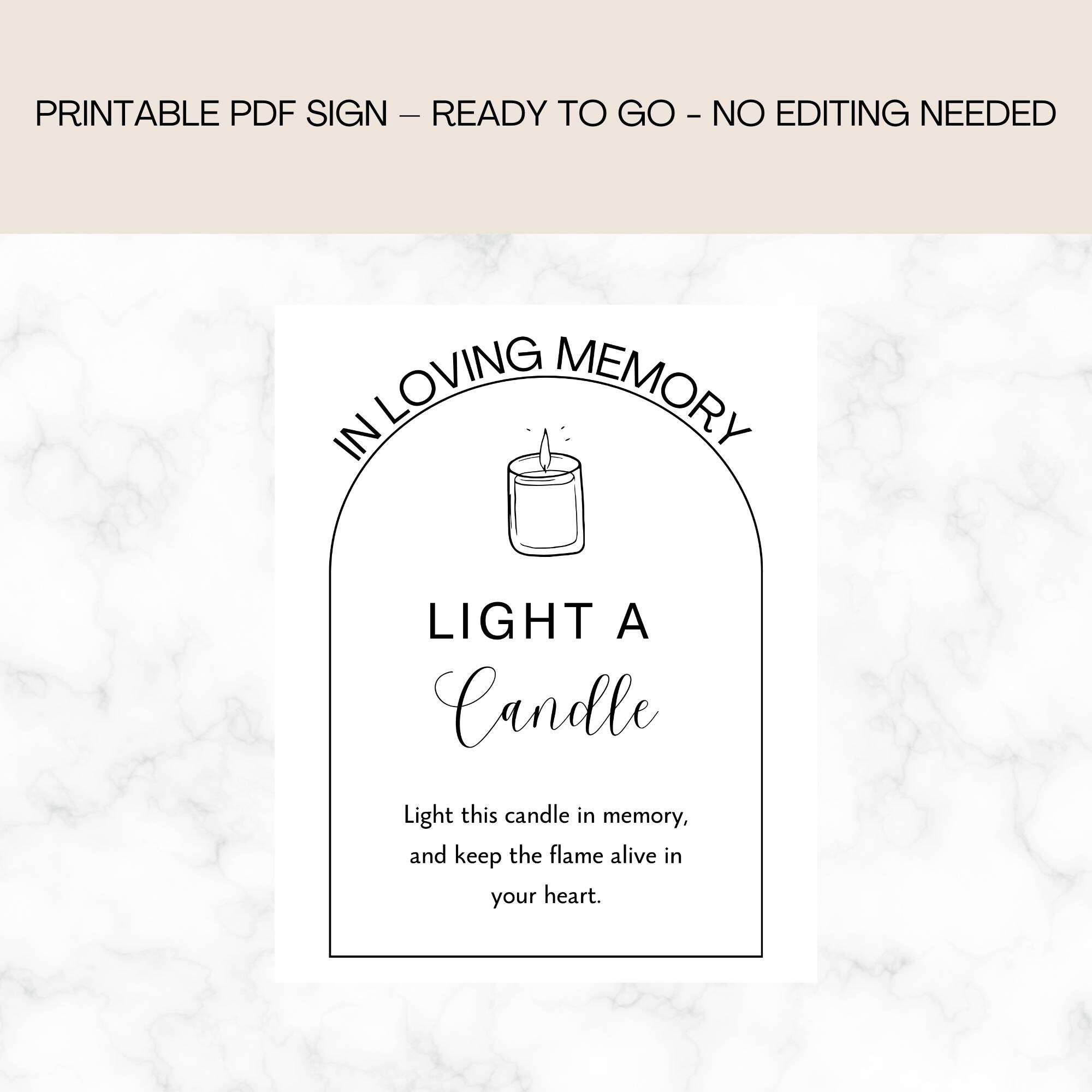 Printable Memorial Table Sign, in Loving Memory, Celebration of Life ...