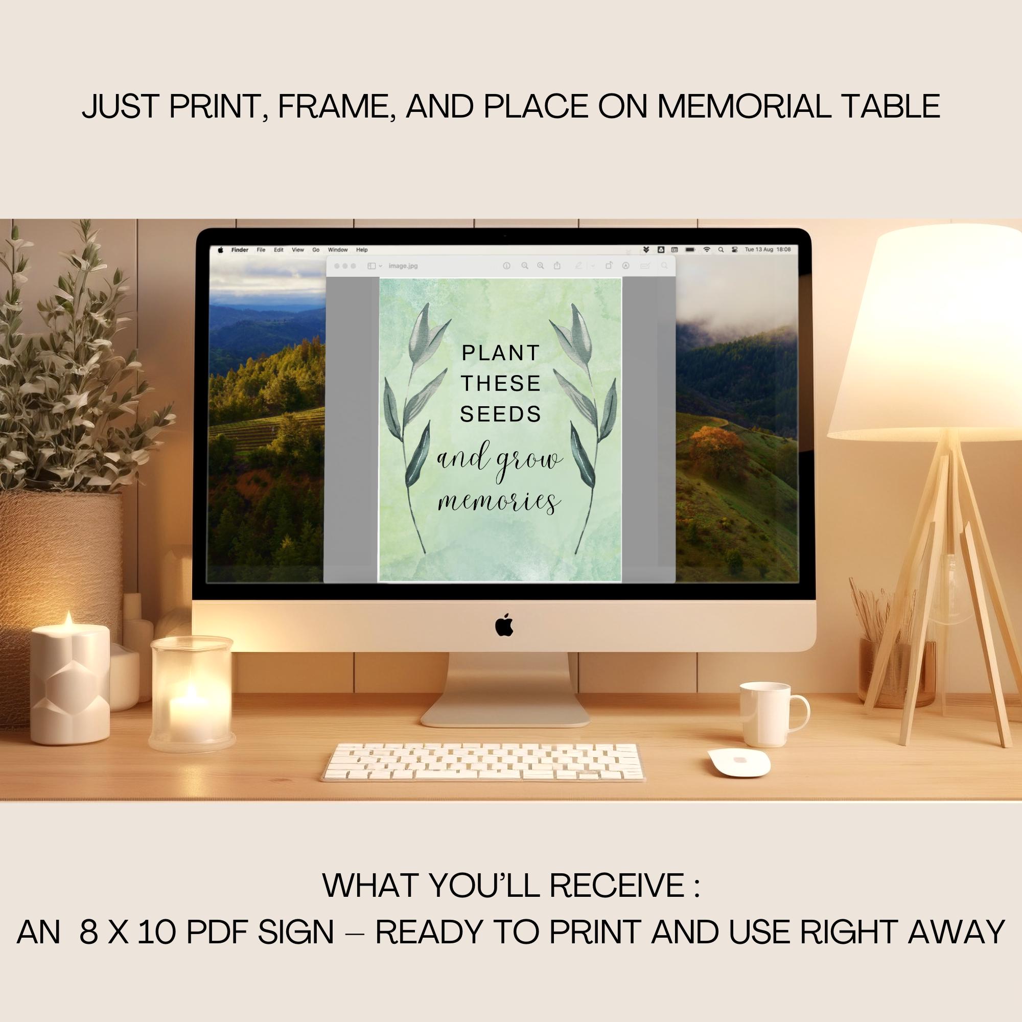 In Loving Memory Table Decor, Printable Funeral Favor, Memorial Table ...