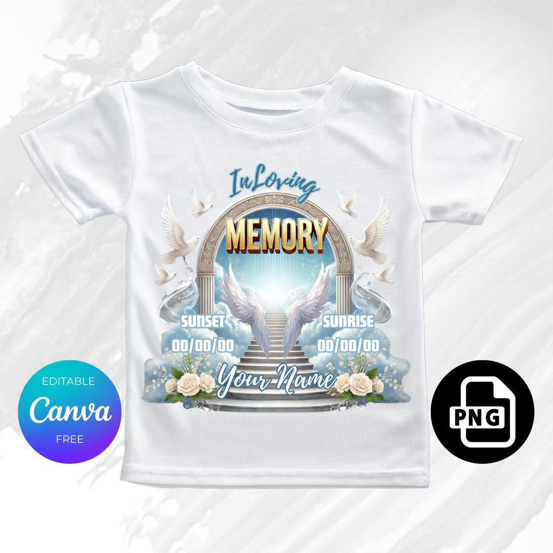 In Loving Memory Canva Template, Memorial Shirt Design, Heaven Stairway ...