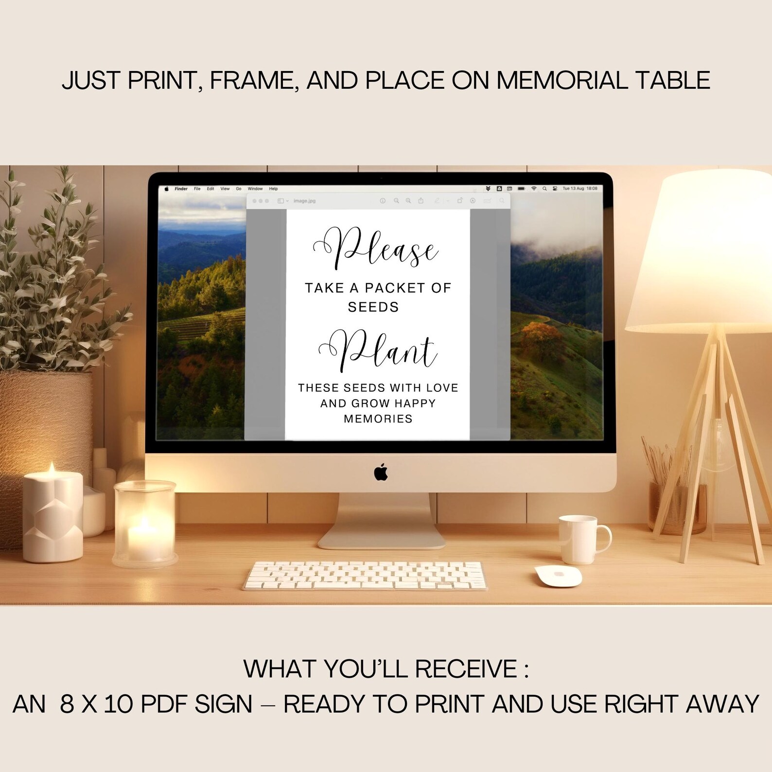 In Loving Memory Table Sign, Printable Funeral Favor, Memorial Table ...