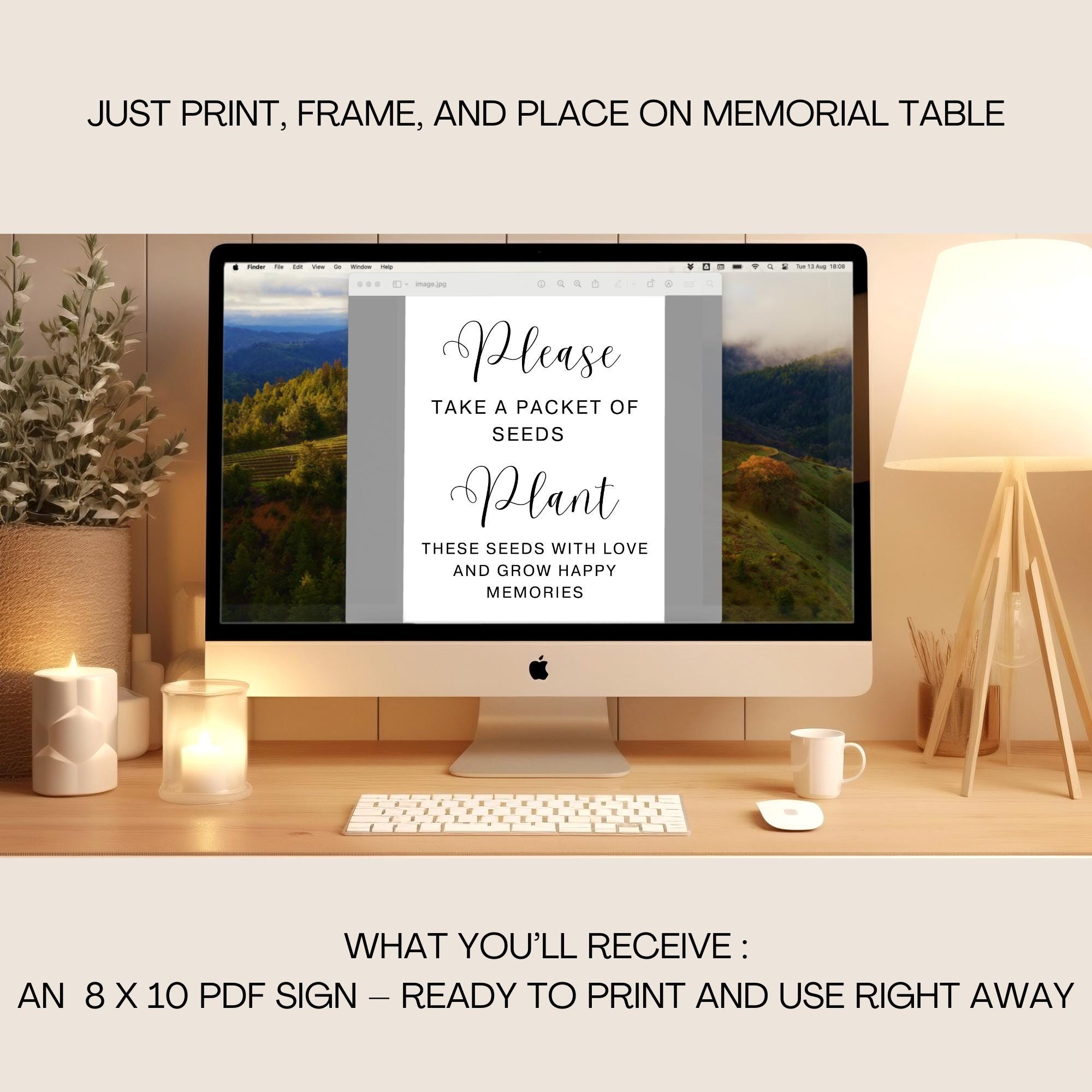 In Loving Memory Table Sign, Printable Funeral Favor, Memorial Table ...