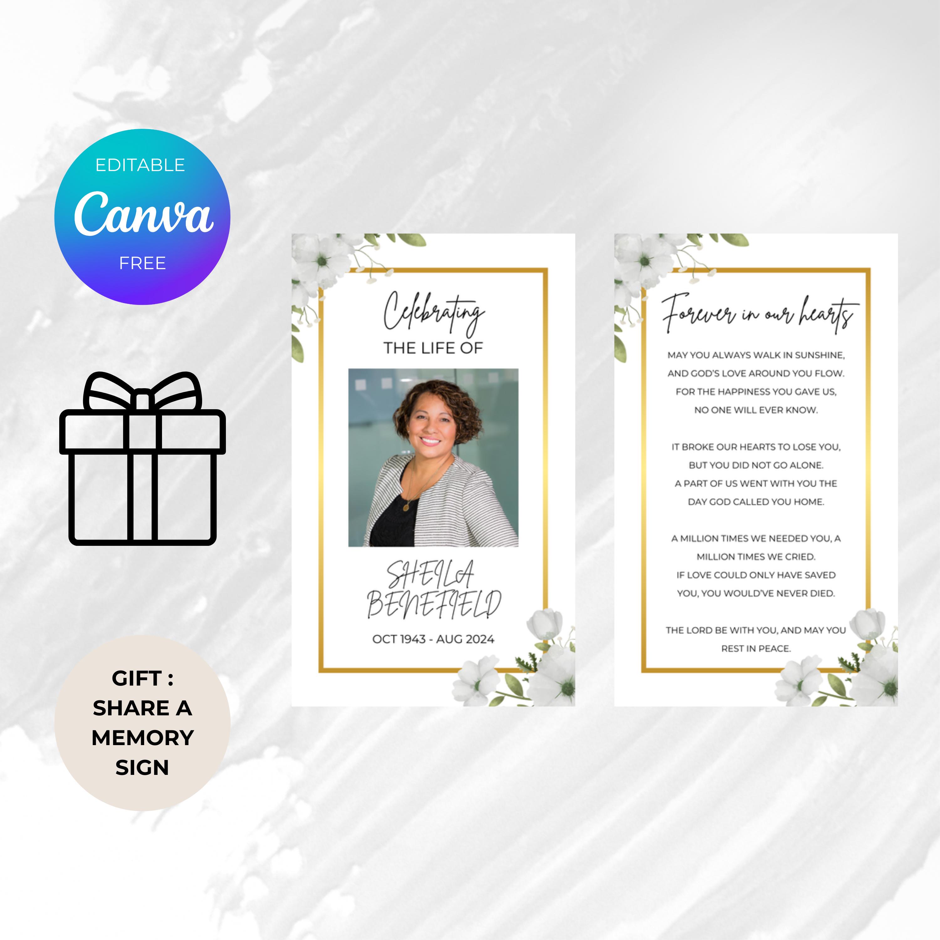 DIY Catholic Funeral Prayer Card Template, Editable Memorial Keepsake ...