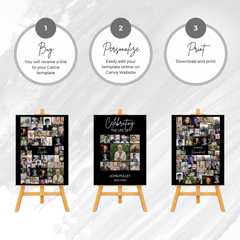 Minimalist Funeral Heart Collage, Funeral Photo Collage, Celebration of ...