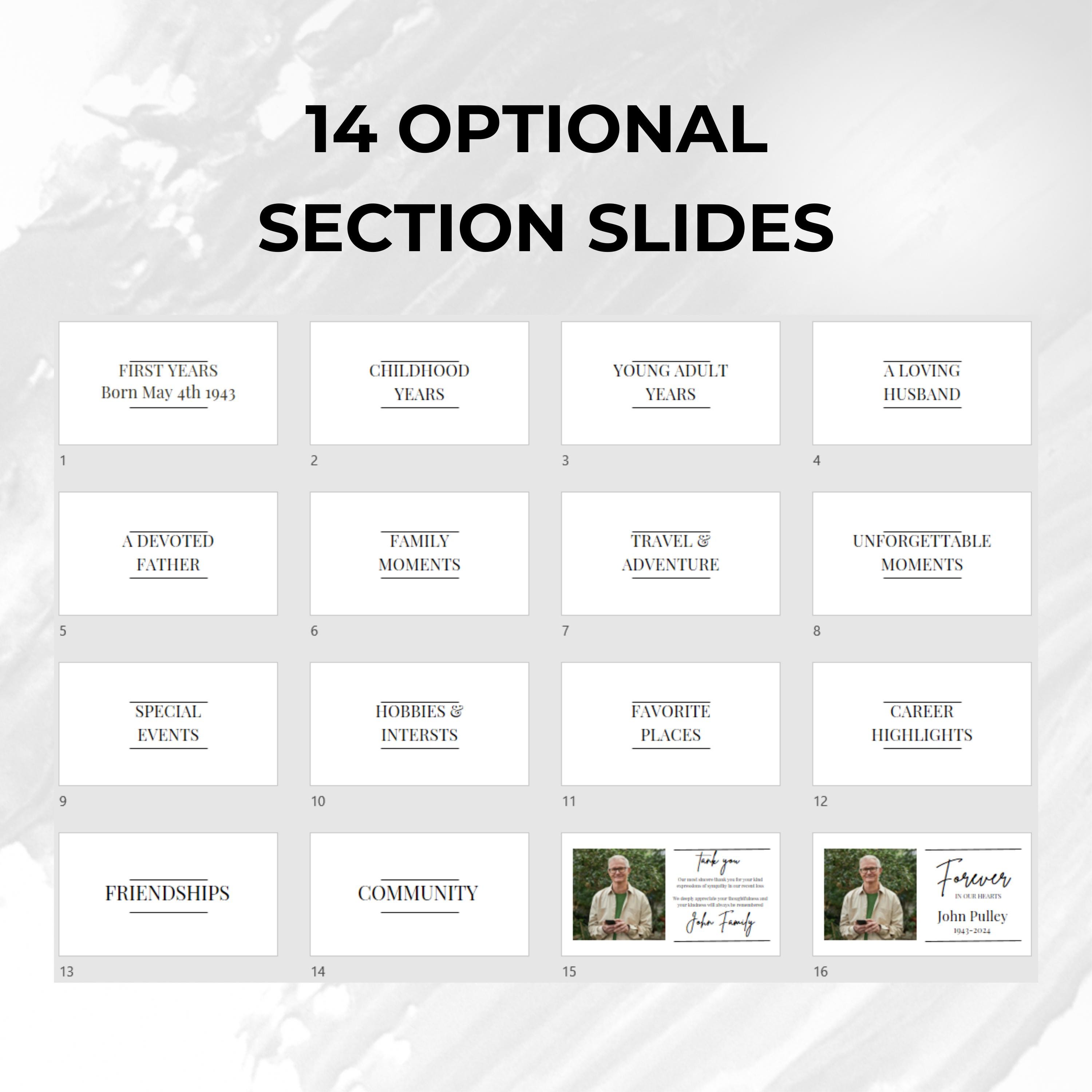 White Funeral Powerpoint Slideshow With Black Writing, Editable ...