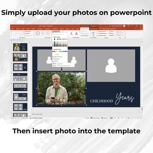 Navy Blue Powerpoint Funeral Template for Men, Editable Memorial ...
