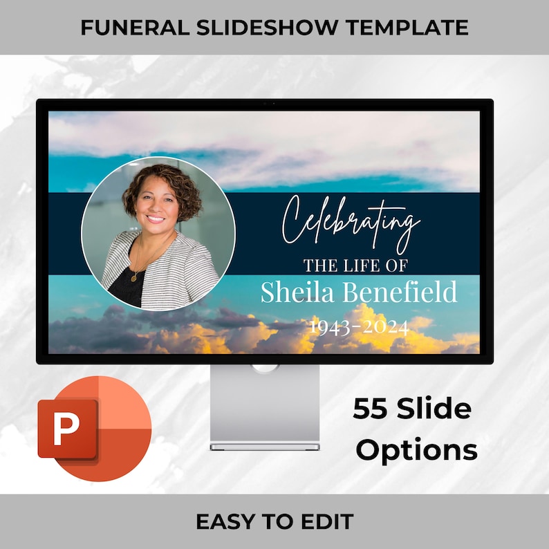 Editable Funeral Powerpoint Template, Memorial Slideshow for Obituary ...