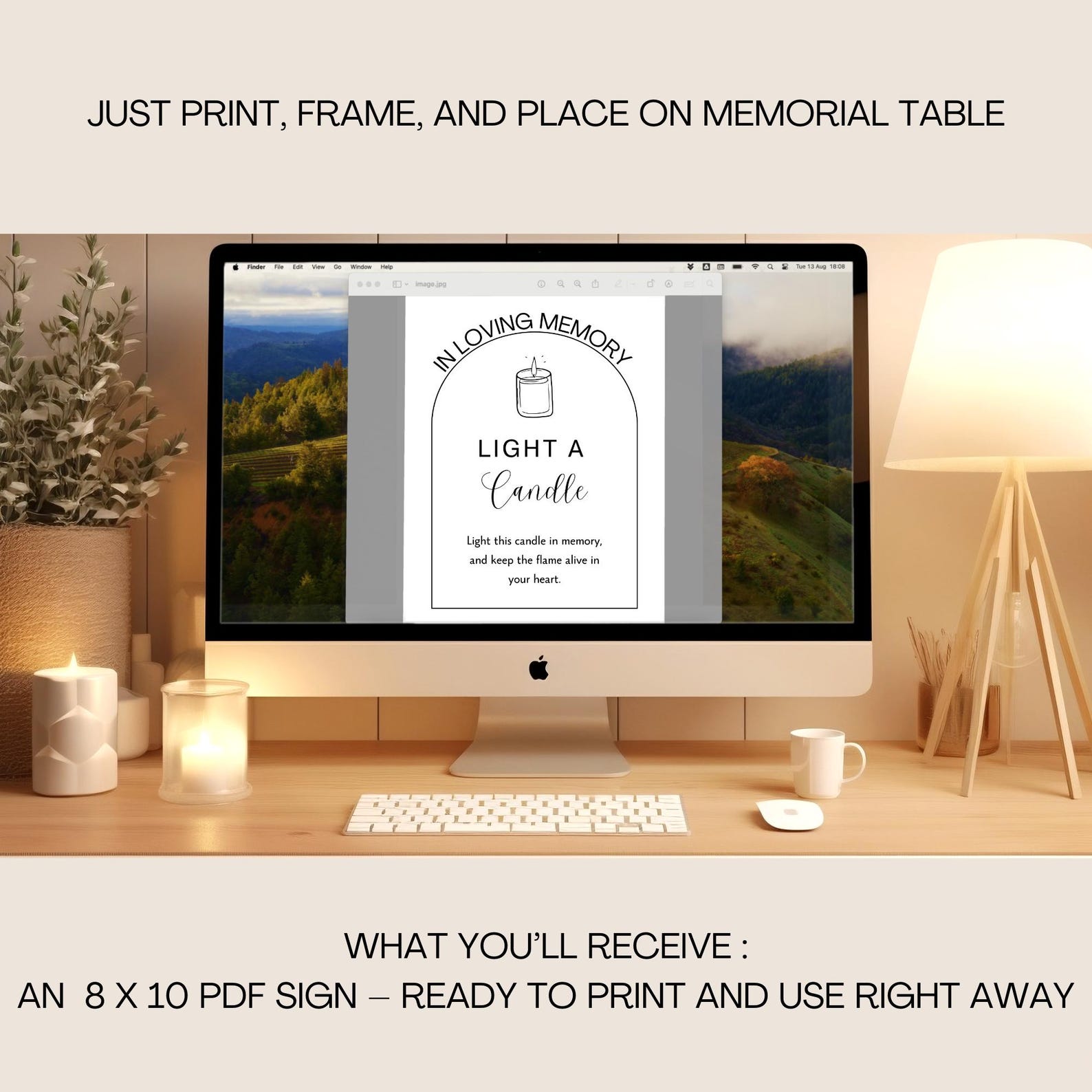 Printable Memorial Table Sign, in Loving Memory, Celebration of Life ...