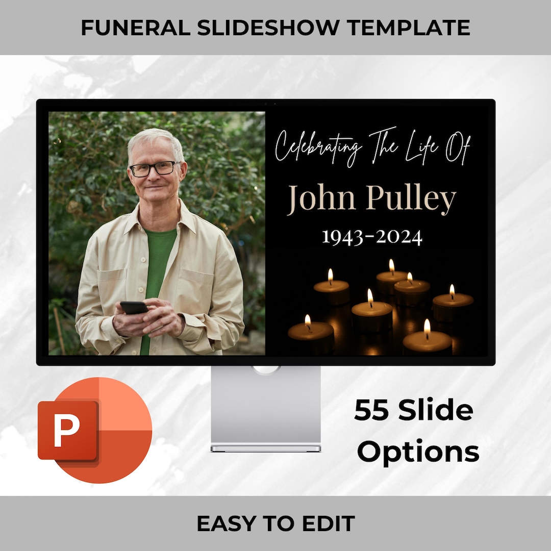 Black Funeral Powerpoint Slideshow Template With Candle Theme, Editable ...