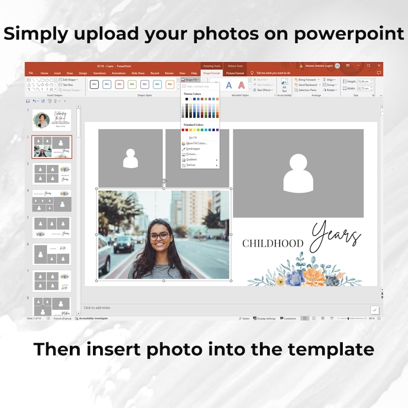 Floral Funeral Powerpoint Template for Women: Editable Obituary ...