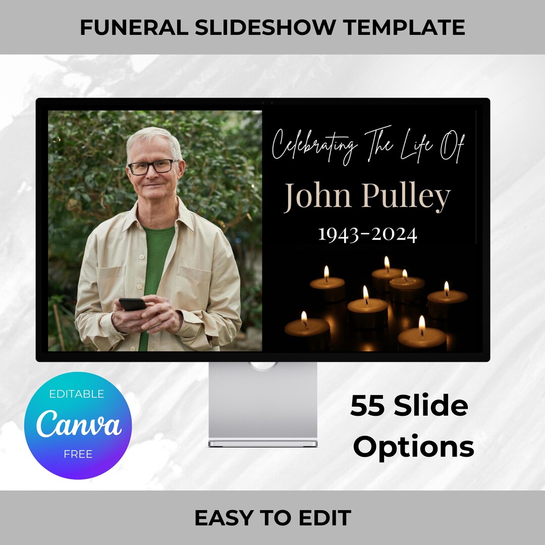 Black Funeral Slideshow Template With Candle Theme, Obituary Tribute ...