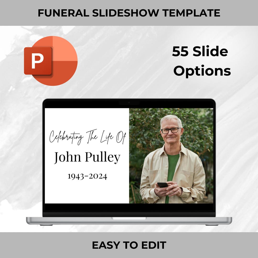 White Funeral Powerpoint Slideshow With Black Writing, Editable ...