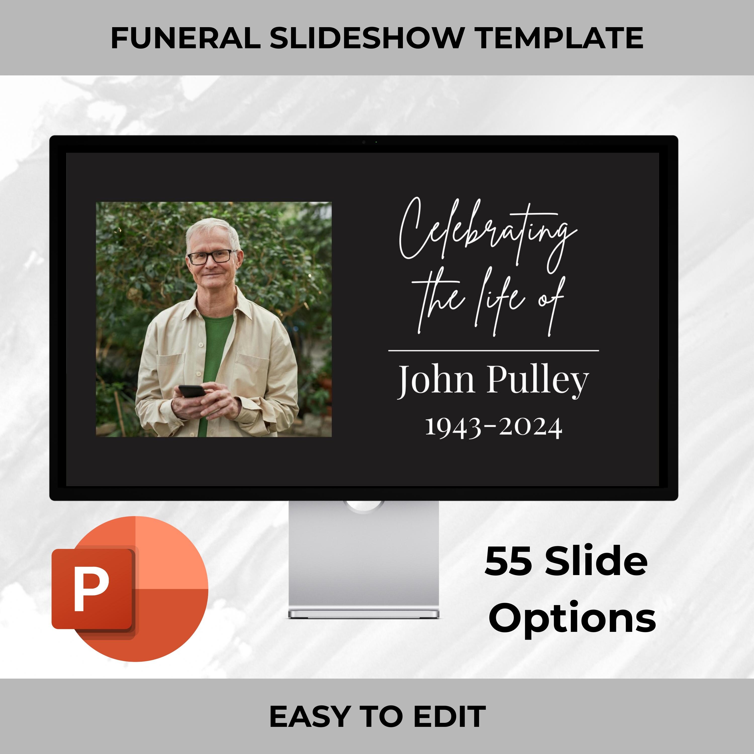 Black Funeral Powerpoint Template for Men: Editable Obituary Slideshow ...