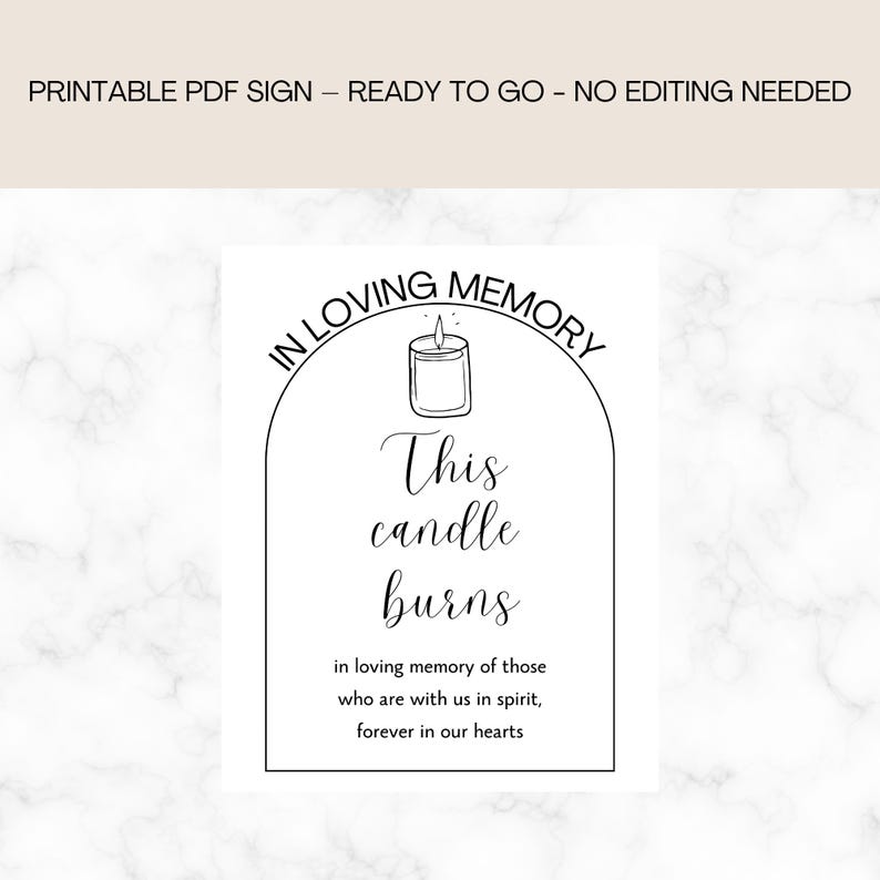 Funeral Memory Table Sign, Printable Memorial Favor, Celebration of ...