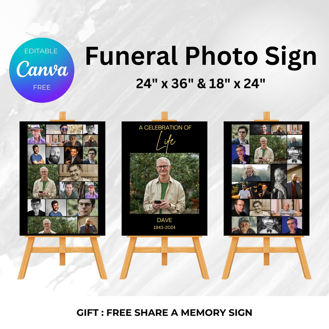 Funeral Collage Template Set, 3 Funeral Photo Collage Bundle, Funeral ...