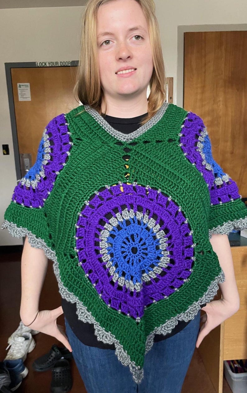 Colorful Granny Square Poncho - Etsy