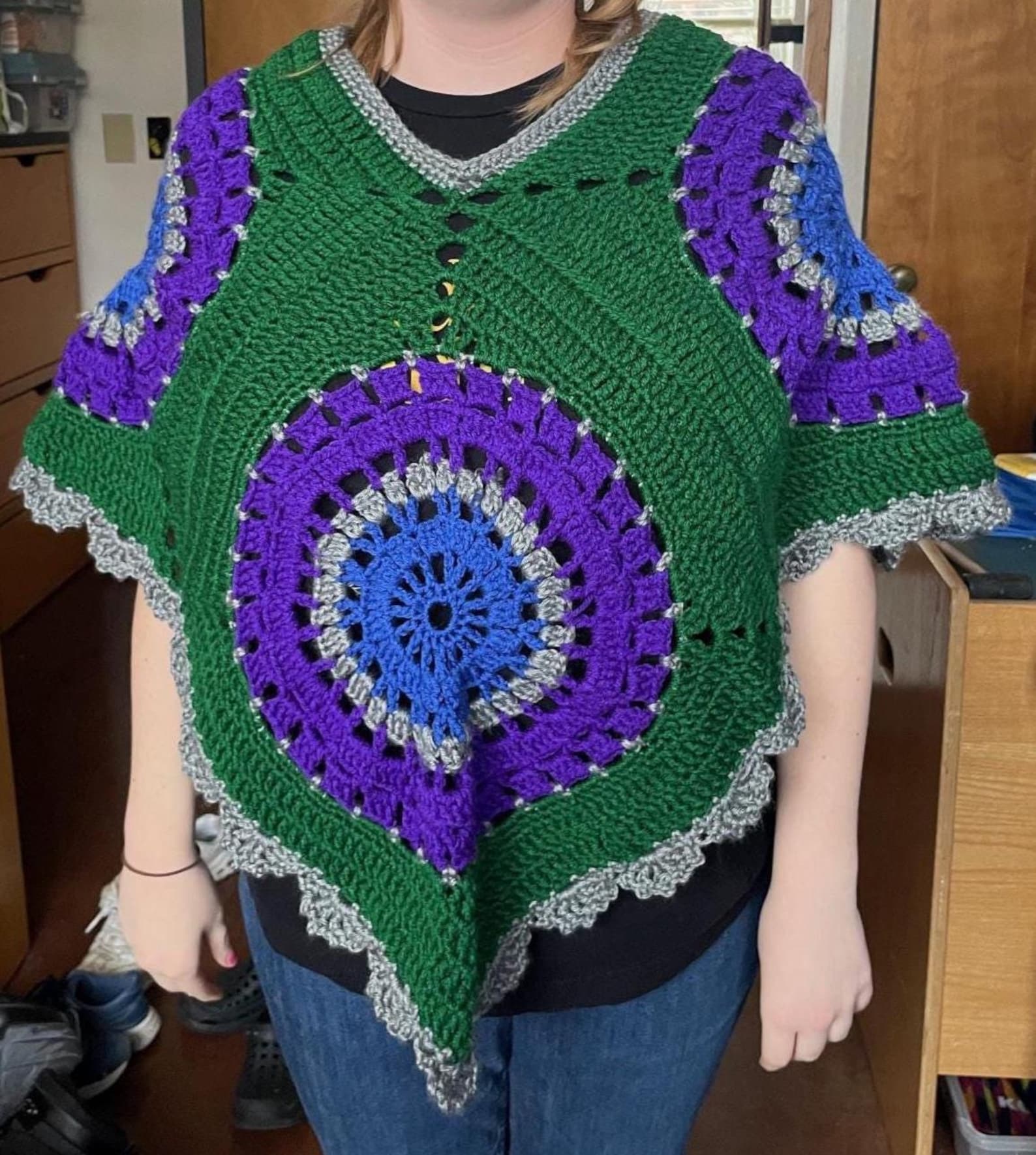 Colorful Granny Square Poncho - Etsy