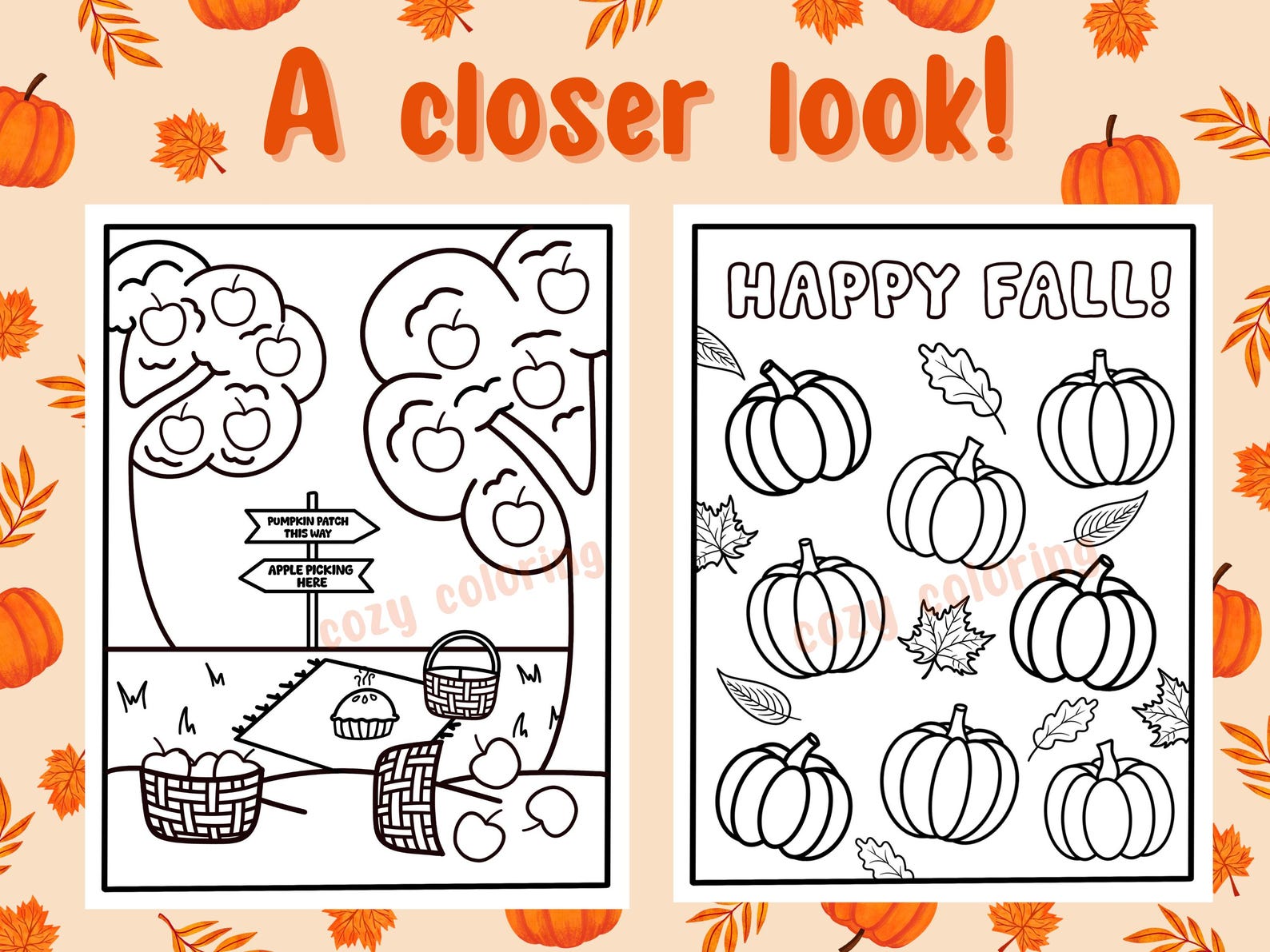 Cozy Fall Activity | Printable Coloring Page | 4 Simple Bold Coloring ...