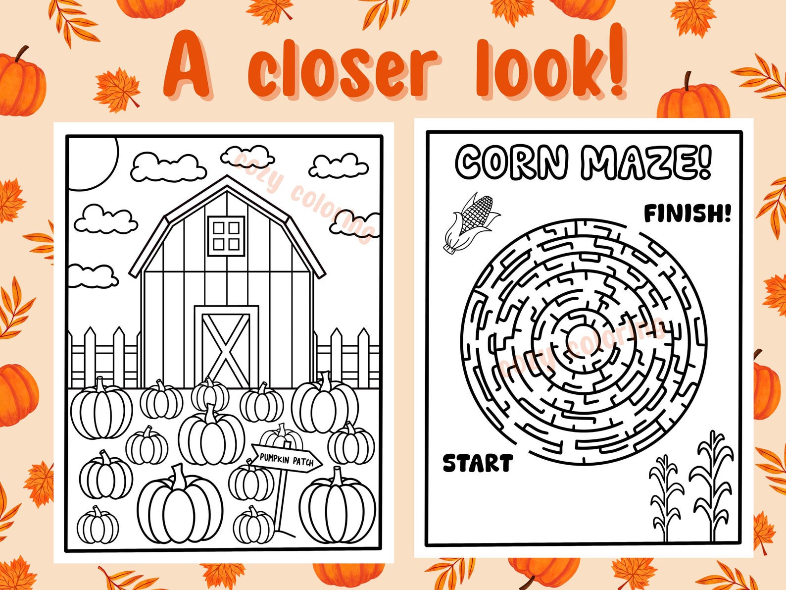 Cozy Fall Activity | Printable Coloring Page | 4 Simple Bold Coloring ...