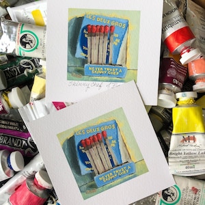 Never Trust A Skinny Chef Miniature Art Print From Oil Painting, 4x4 ...