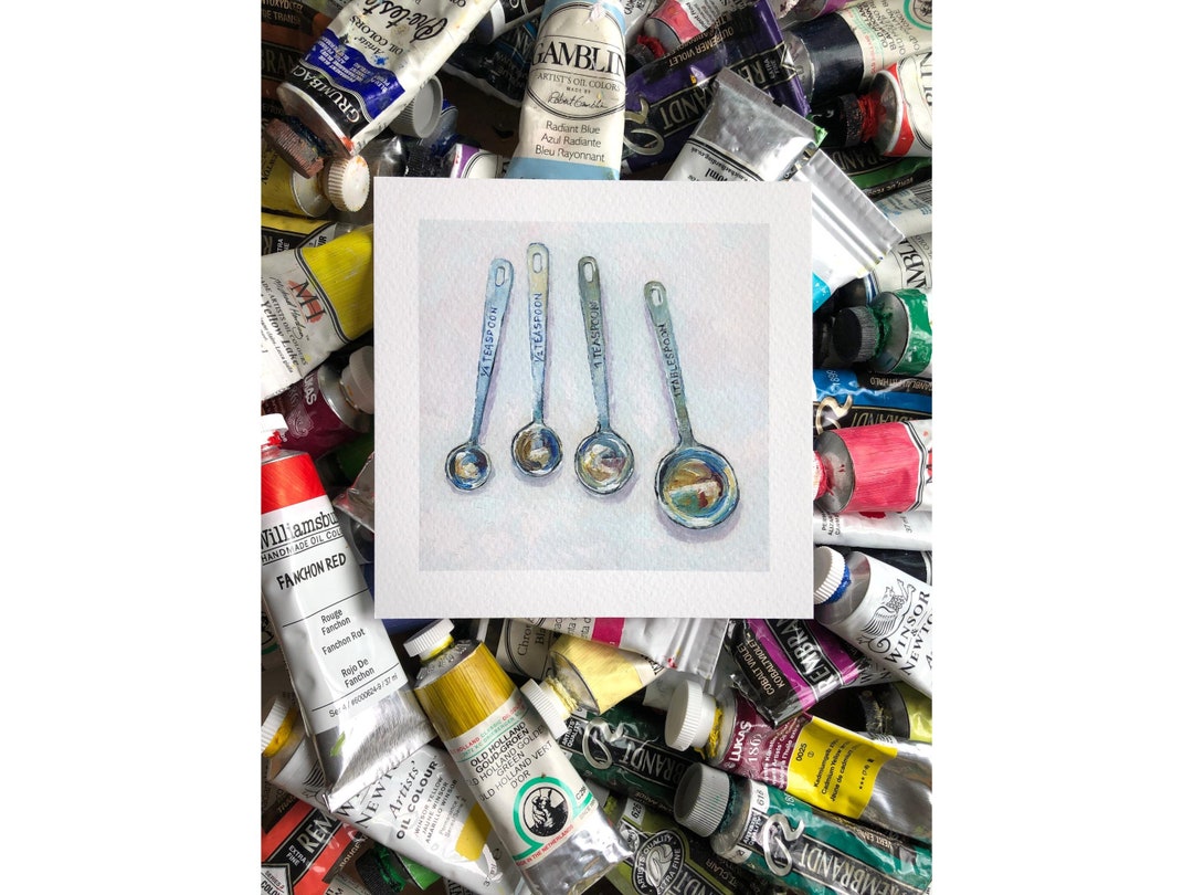 Kitchen Measuring Spoons Art Print, Still Life Painting Print, Kitchen ...